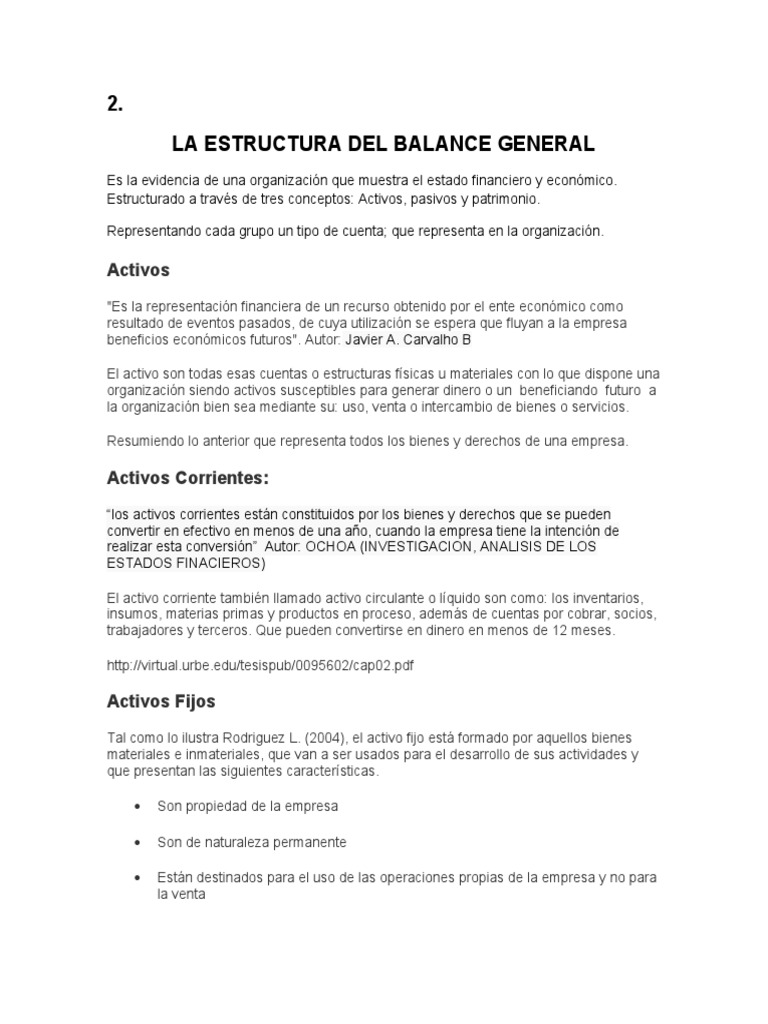 Estructura del Balance General Empresarial | PDF | Hoja de balance | Bienes