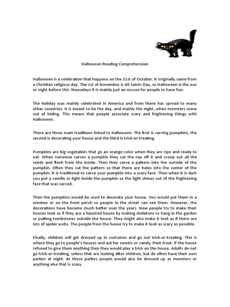 Halloween Reading Comprehension Guide | PDF | Trick Or Treating | Halloween