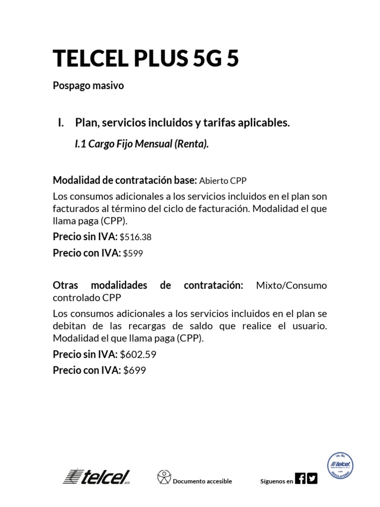 Plan Telcel Plus 5G: Tarifas y Servicios | PDF | Facebook | Streaming Media