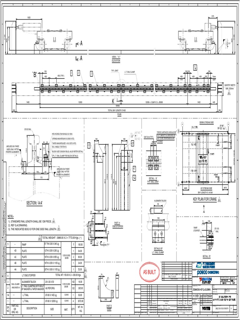 SECTION:-'A-A': Key Plan For Crane | PDF | Manufactured Goods ...
