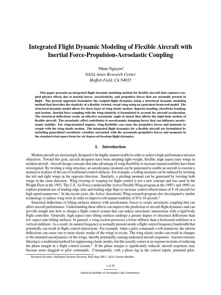 Integrated Flight Dynamic Modeling of Flexible Aircraft With Inertial Force-Propulsion ...
