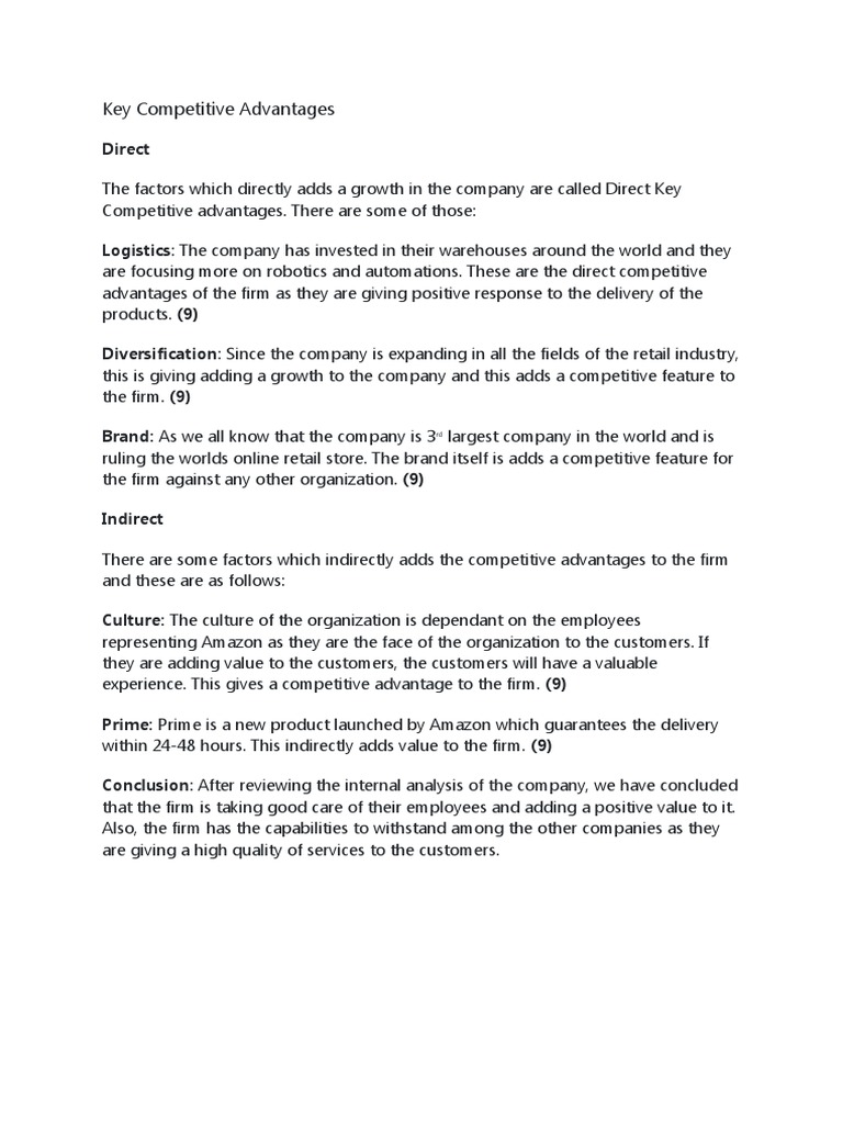 Amazon-Key Competitive Advantages | PDF