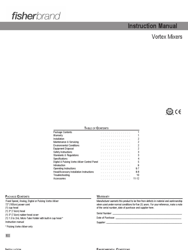 Agitador Vortex Mixers Fisher | PDF | Waste | Humidity