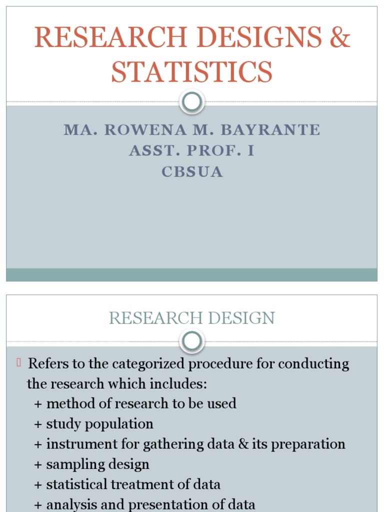 Research Designs and Statistics: An Overview of Key Concepts and Statistical Techniques | PDF ...