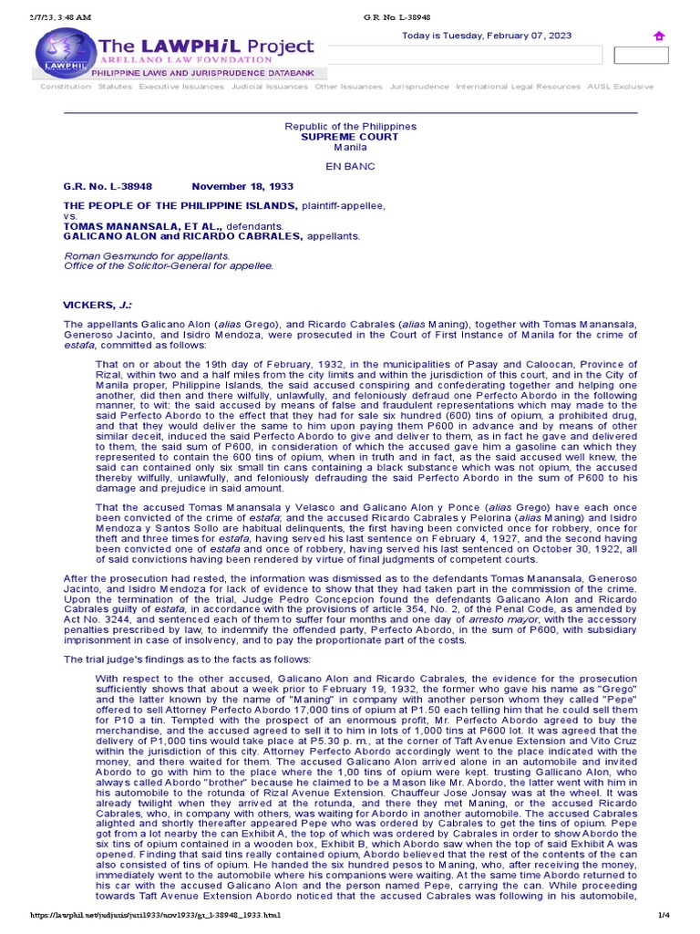 10 - Estafa - PPL Vs Tomas | PDF | Fraud | Robbery