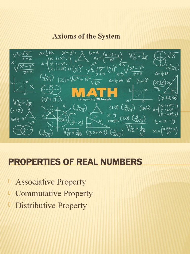 Axioms of The System | PDF | Multiplication | Numbers Axioms of The System | PDF | Multiplication | Numbers