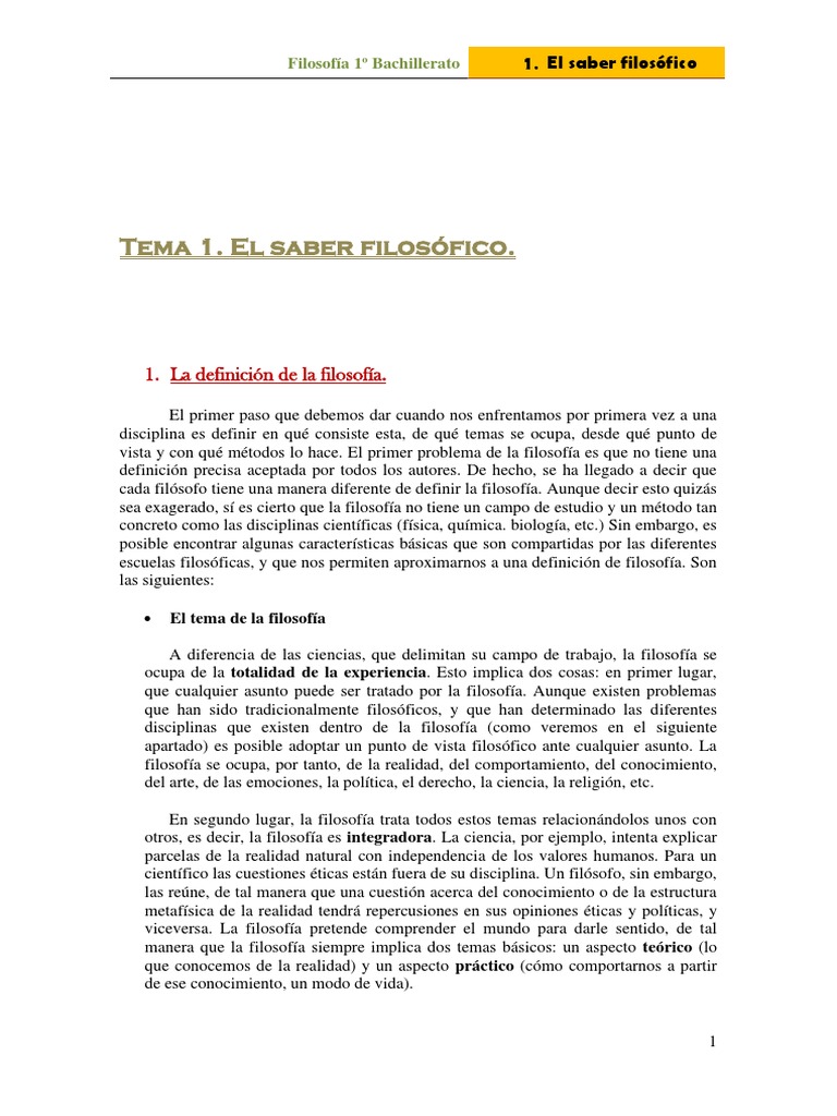 Tema 1 El Saber Filosófico | PDF | Conocimiento | Argumento