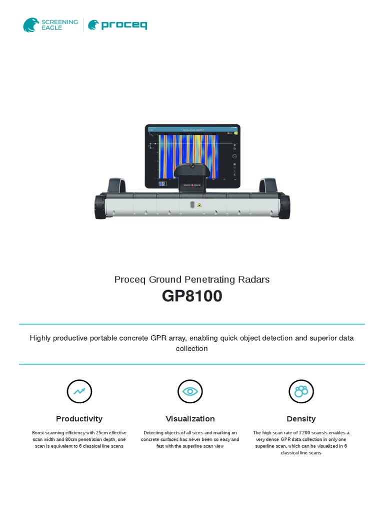 SF Proceq gp8100 Wide Portable Concrete GPR Radar | PDF | Ios | Radar