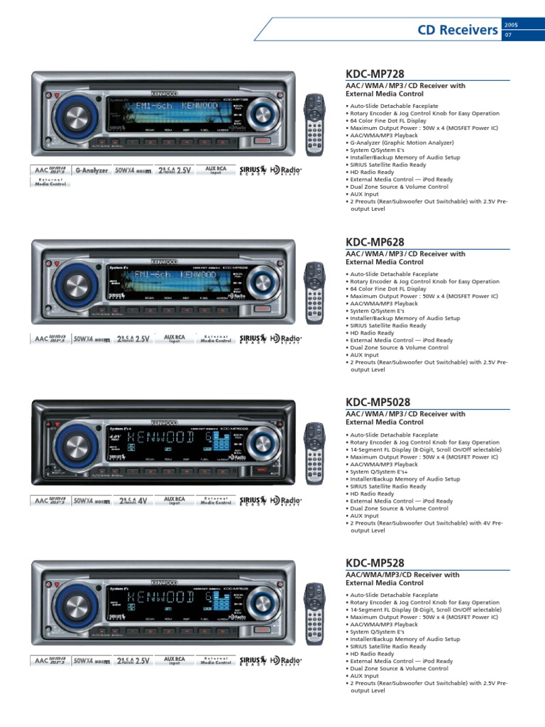 2005 CD Receivers | PDF | Equalization (Audio) | I Pod