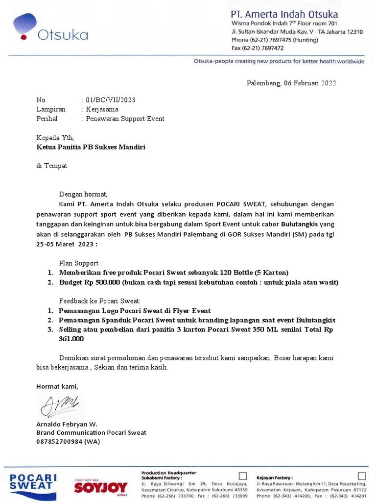 Surat Support PB Samurai Event | PDF