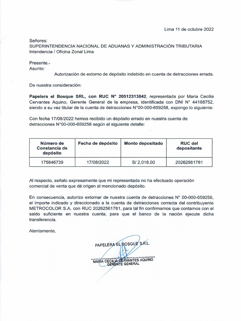 Extorno de Detraccion | PDF Extorno de Detraccion | PDF