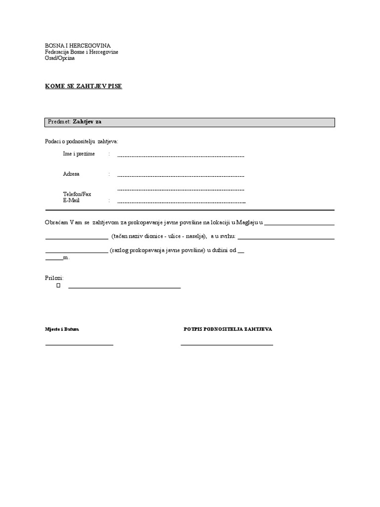 Pisanje Zahtjeva | PDF