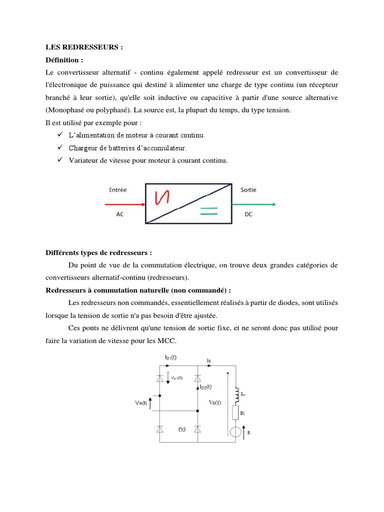 Types et Fonctionnement des Redresseurs | PDF