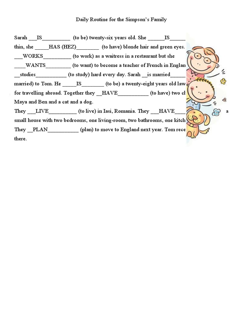 4pages Present Simple Readingcomprehension Textexe Grammar Drills ...