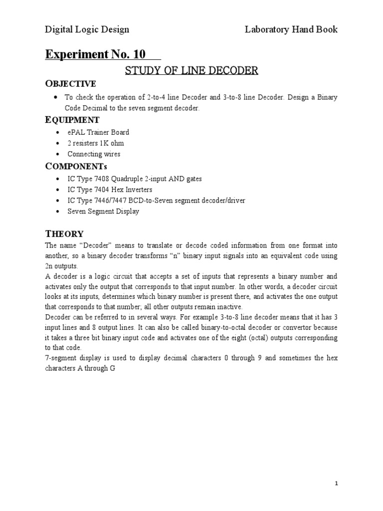 Digital Logic Design Exp. No. 10 | PDF | Logic Gate | Binary Coded Decimal