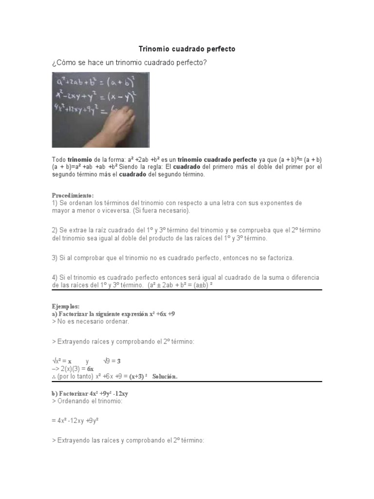 Trinomio Cuadrado Perfecto | PDF | Factorización | Números