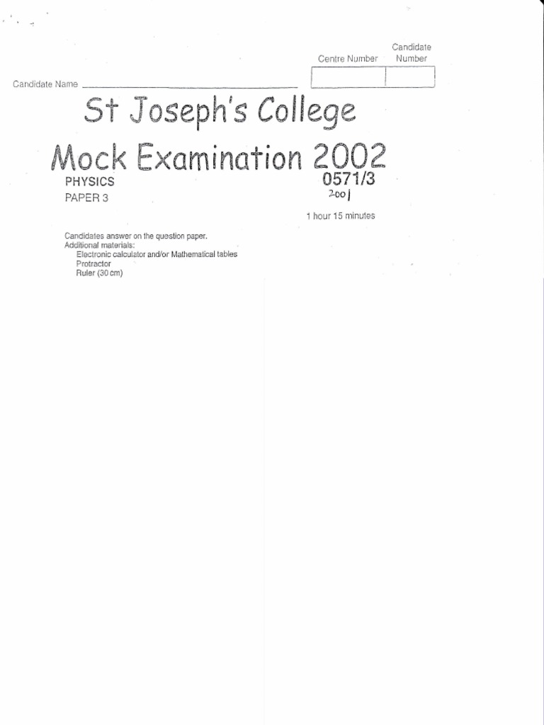 Bgcse Physics Paper 3 2001 | PDF | Force | Heat