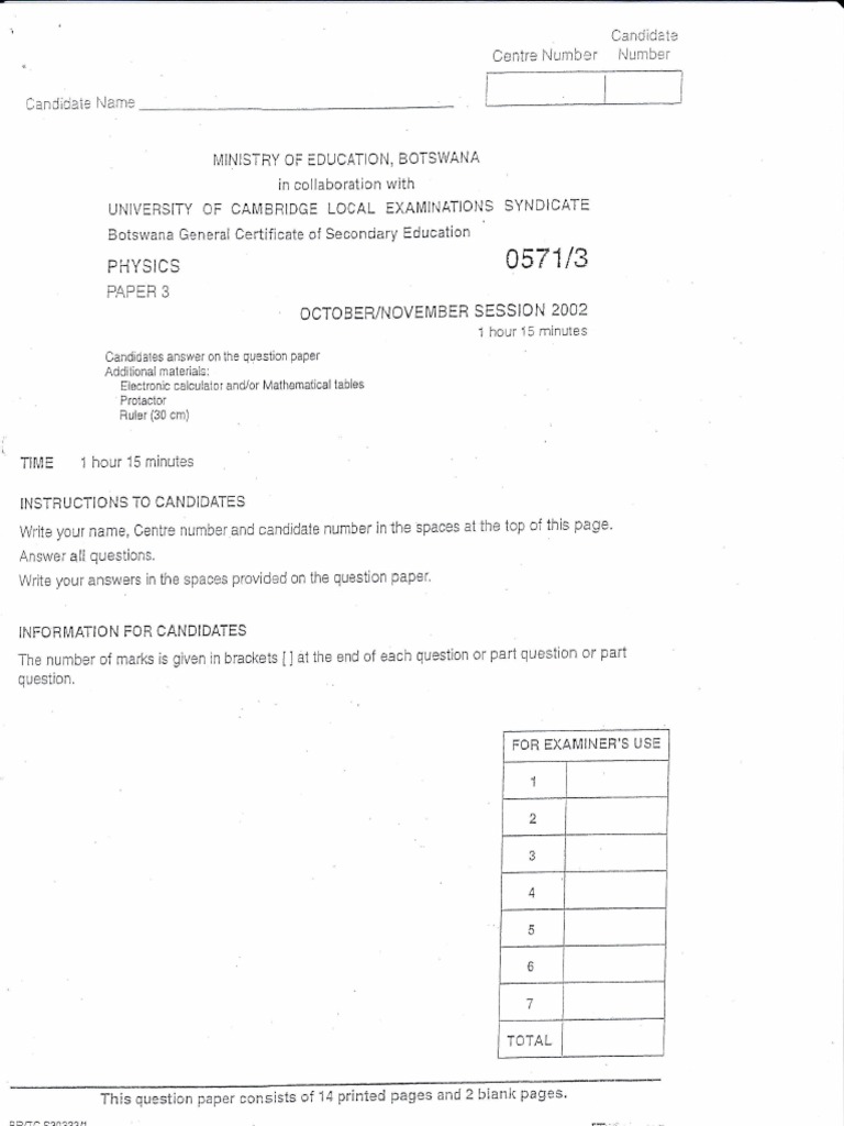 BGCSE Physics Paper 3 Exam 2022 | PDF | Incandescent Light Bulb ...