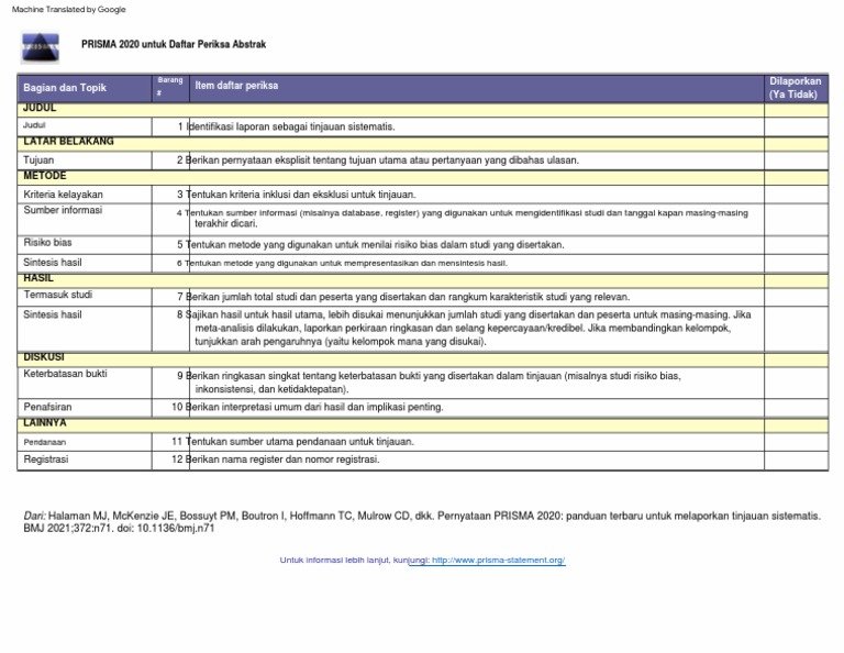 PRISMA 2020 Abstract Checklist | PDF