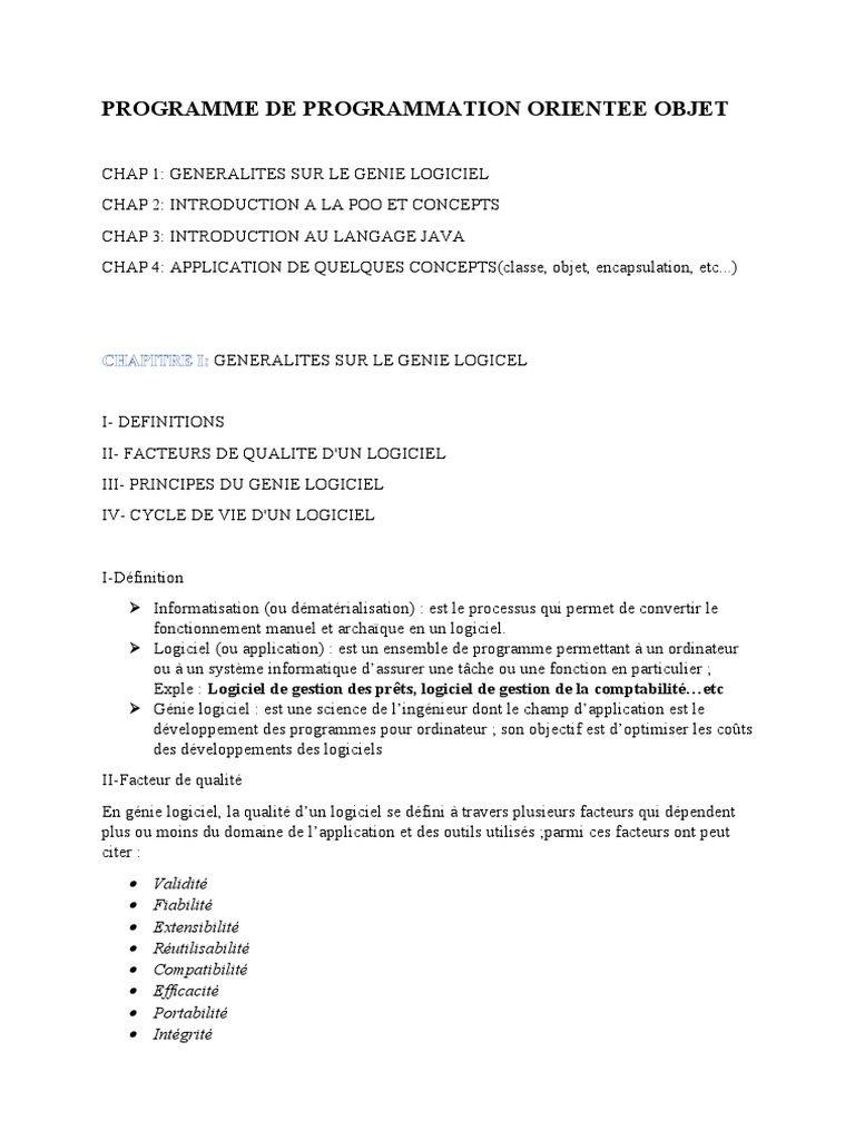 Introduction à la POO et Java | PDF | Classe (informatique) | Informatique