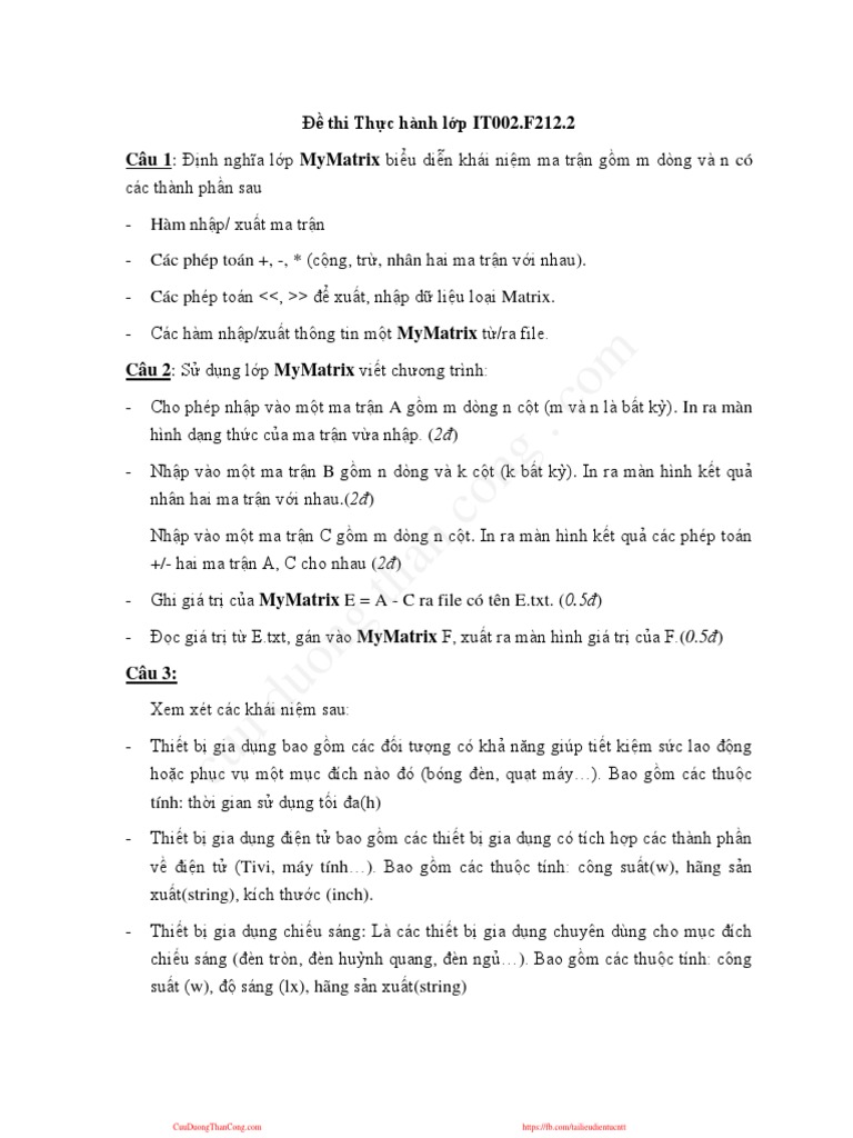 Lap-Trinh-Huong-Doi-Tuong - De-Thi-Thuc-Hanh - 04 - (Cuuduongthancong - Com) | PDF