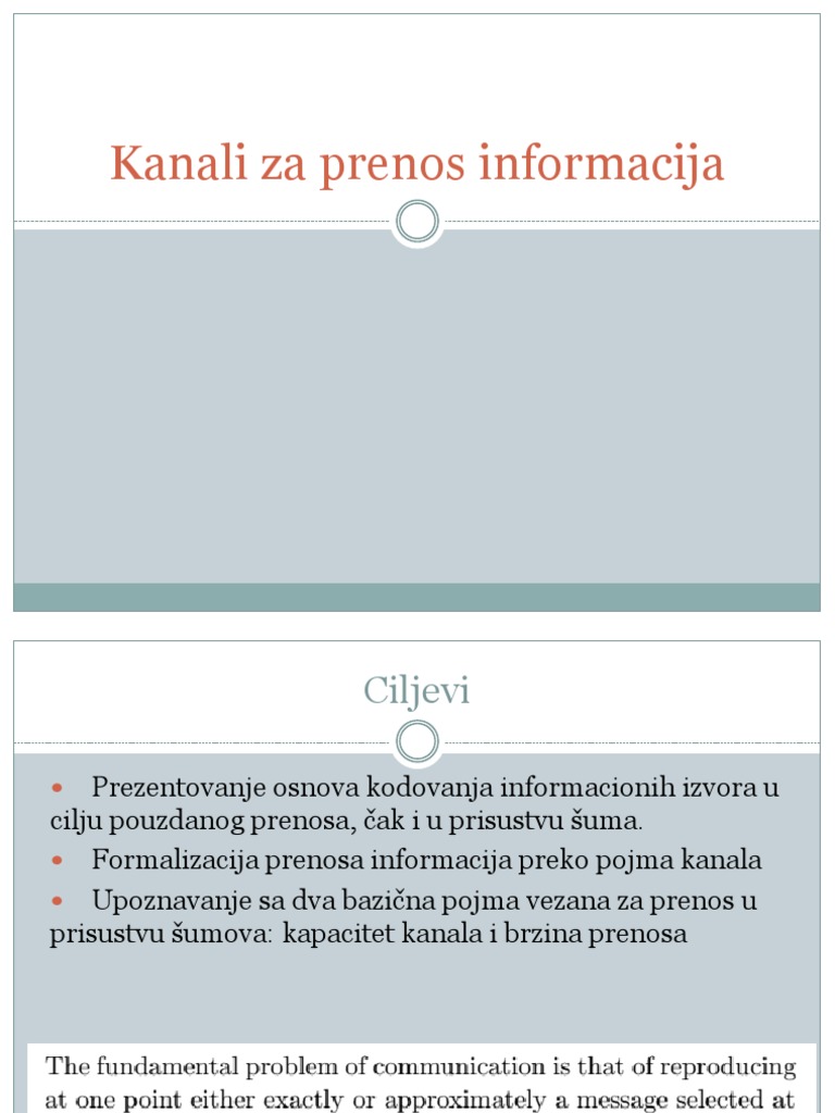 6 - Kanali Za Prenos Informacija | PDF