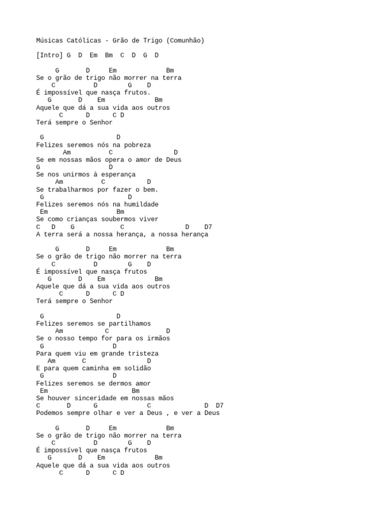 Músicas Católicas: Grão de Trigo | PDF