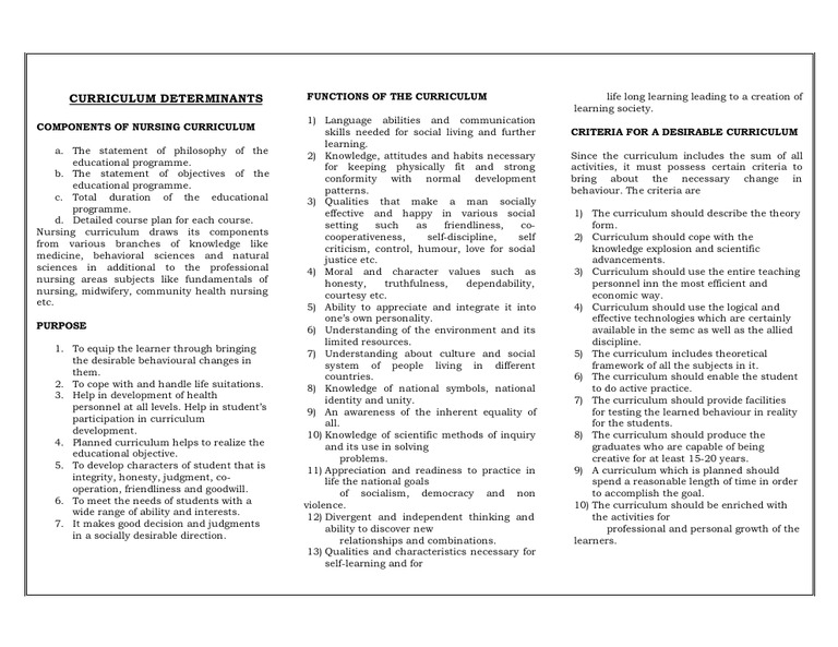 Curriculum Determinants | PDF | Curriculum | Science