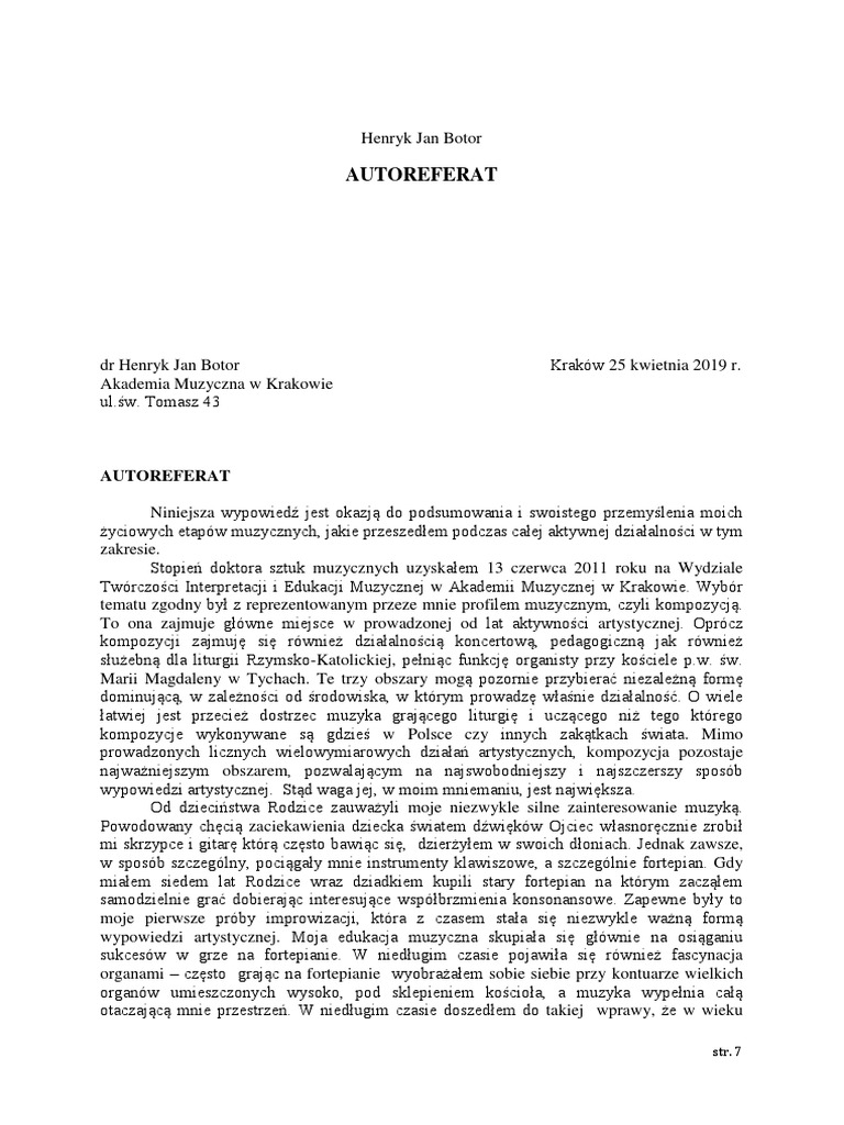Autoreferat Henryk Jan Botor | PDF