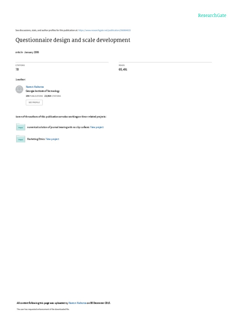 Questionnaire Design and Scale Development | PDF | Survey Methodology ...