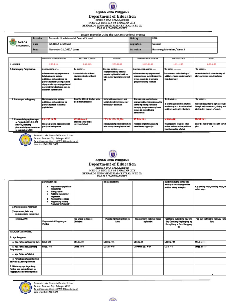 Idea Exemplar Quarter 2 Week 3 Day 1 | PDF