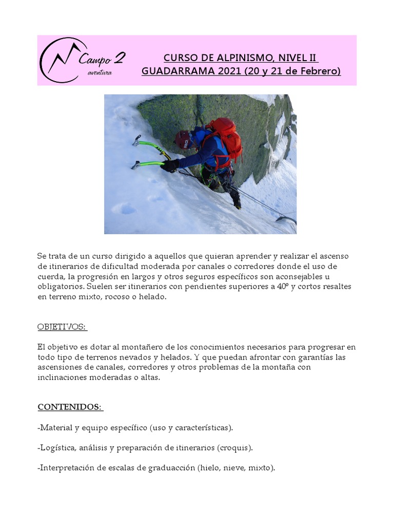 Curso Alpinismo Nivel Ii 2021 | PDF | Alpinismo