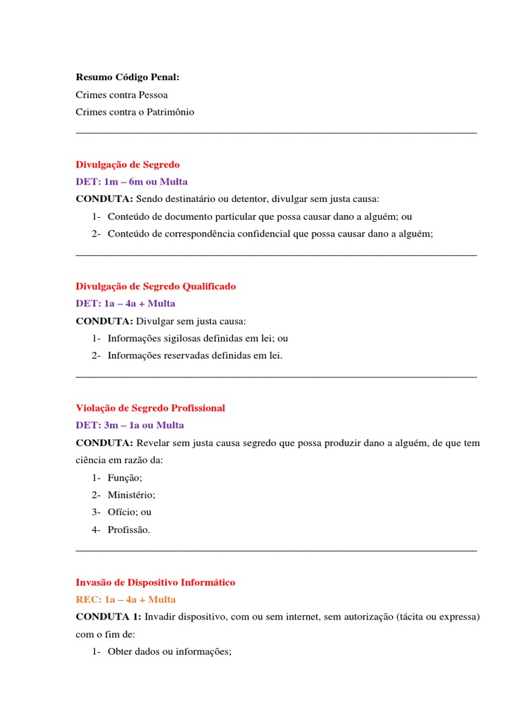 Resumo Crimes Do Código Penal Download Grátis Pdf Extorsão Roubo