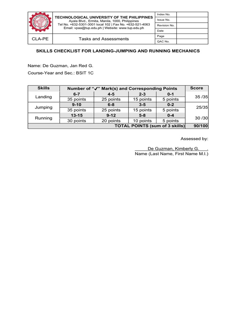 Skills Checklist for PE Assessment | PDF | Change Management ...