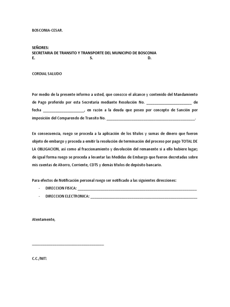 Solicitud de Levantamiento de Embargo | PDF