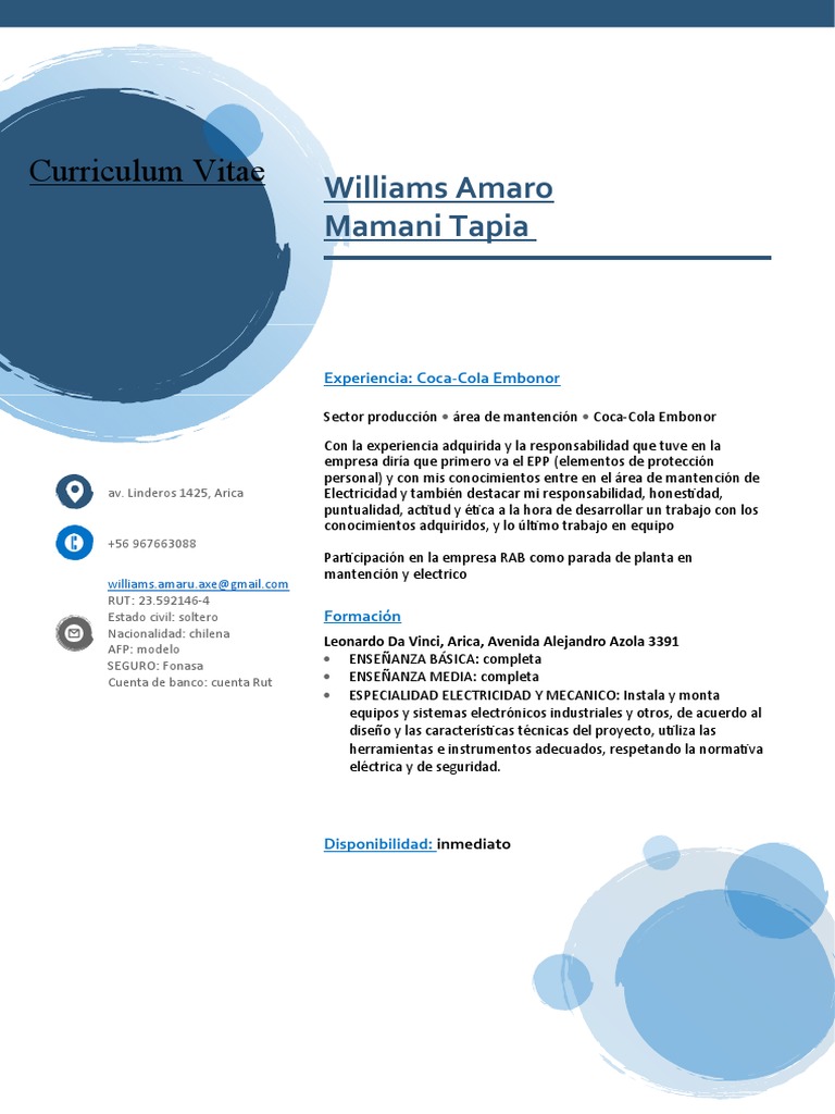 Curriculum Williams Amaro | PDF