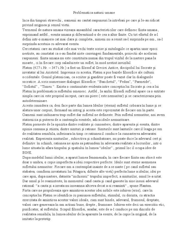 Problematica Naturii Umane | PDF
