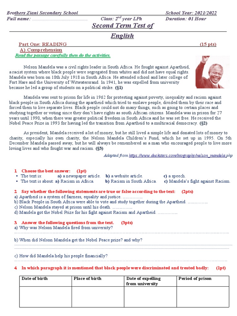 Nelson Mandela: A Civil Rights Legacy | PDF | Nelson Mandela | Apartheid