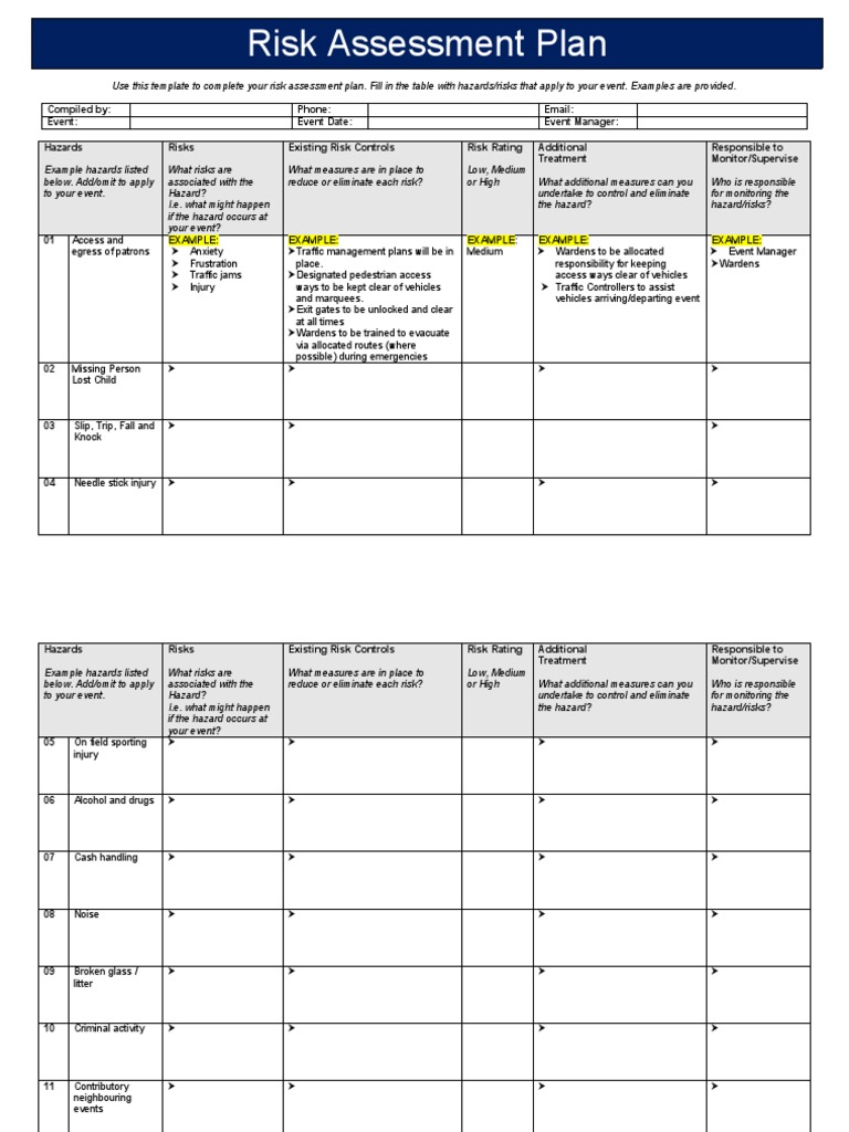 Risk Assessment Plan Sample Template | PDF | Hazards | Risk