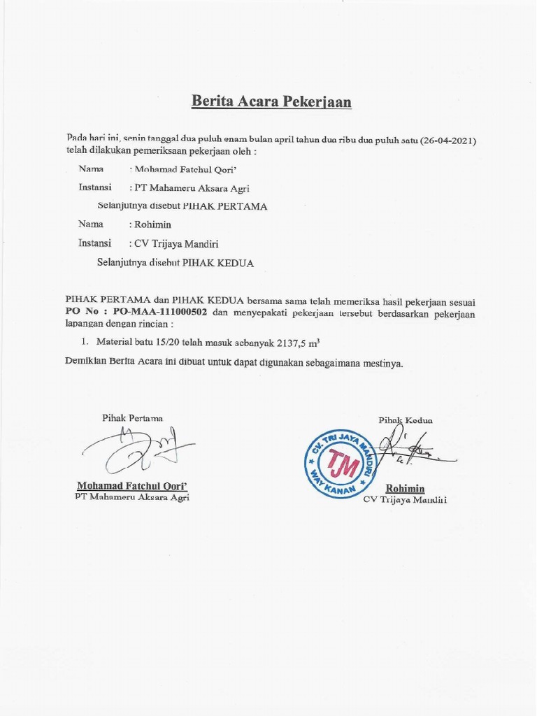 Contoh BA Batu | PDF