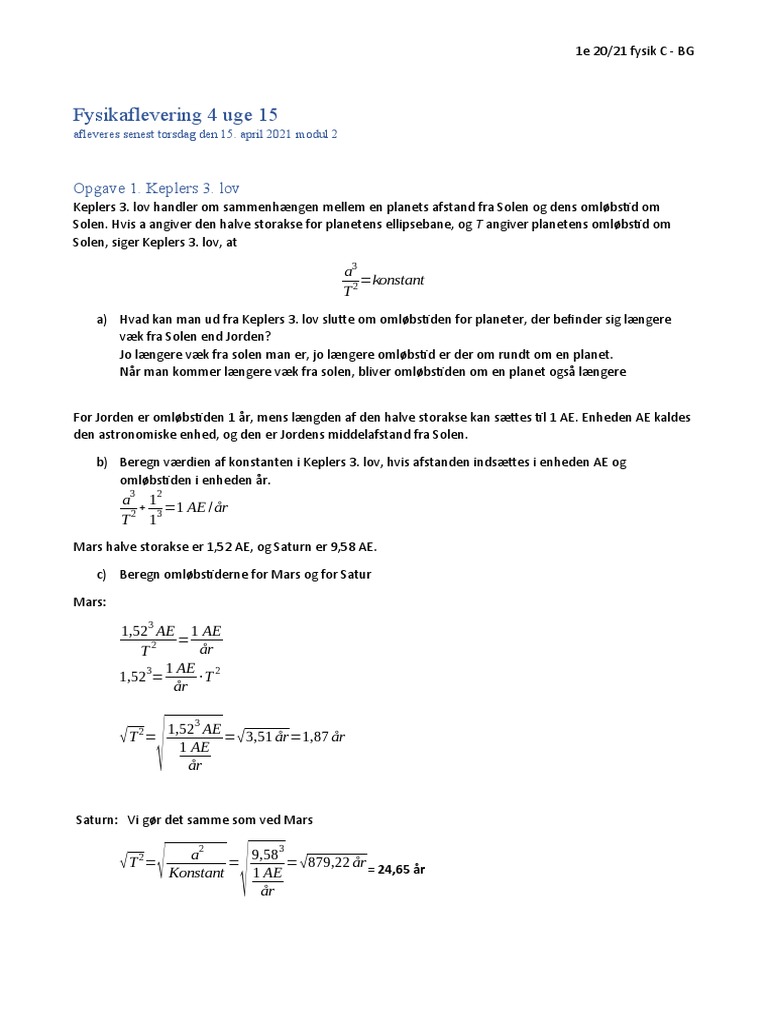 Fysik Aflevering 4 | PDF