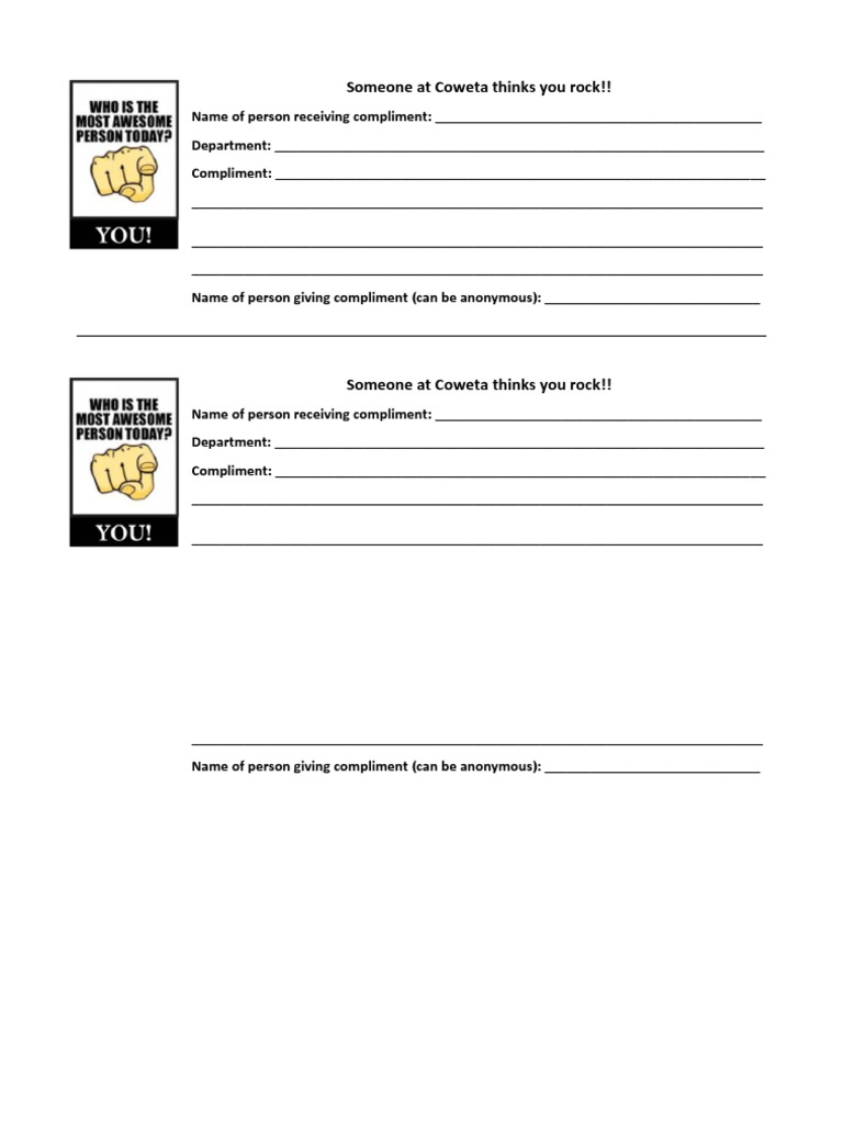 Compliment Form | PDF