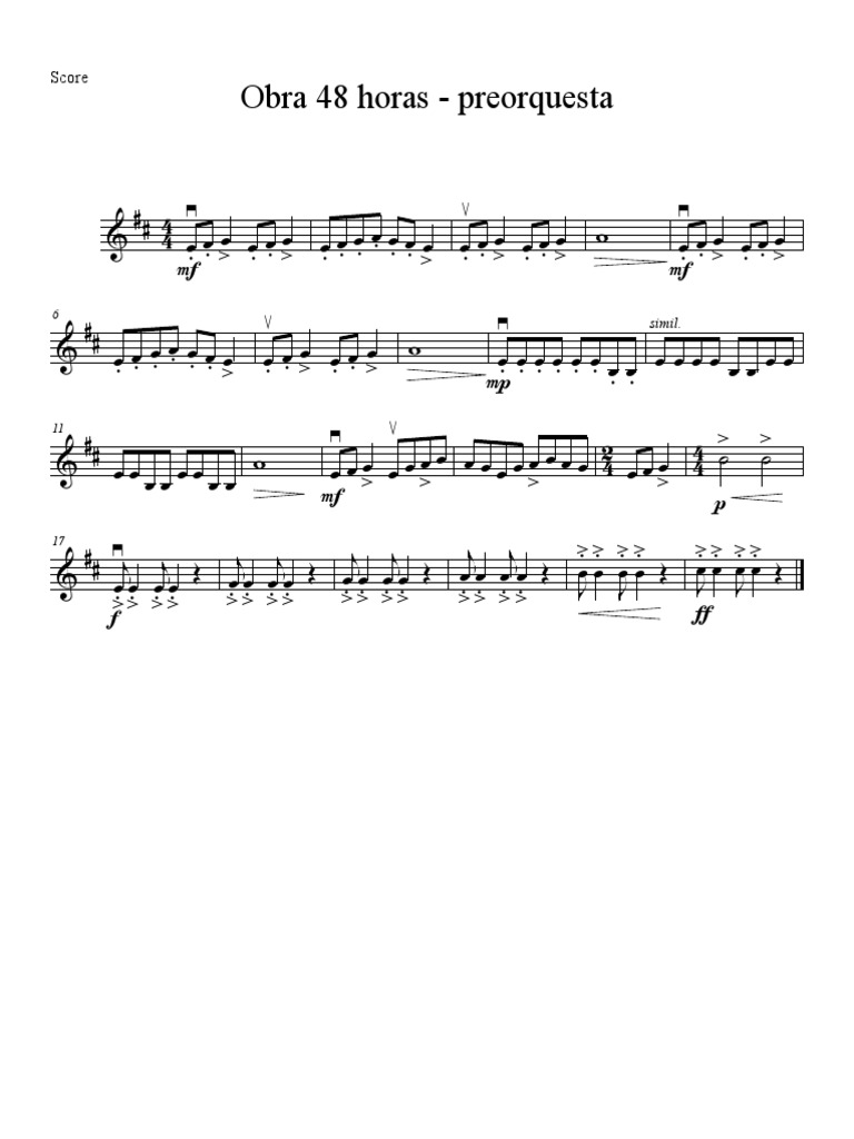 Obra 48 Horas Preorquesta Violin | PDF