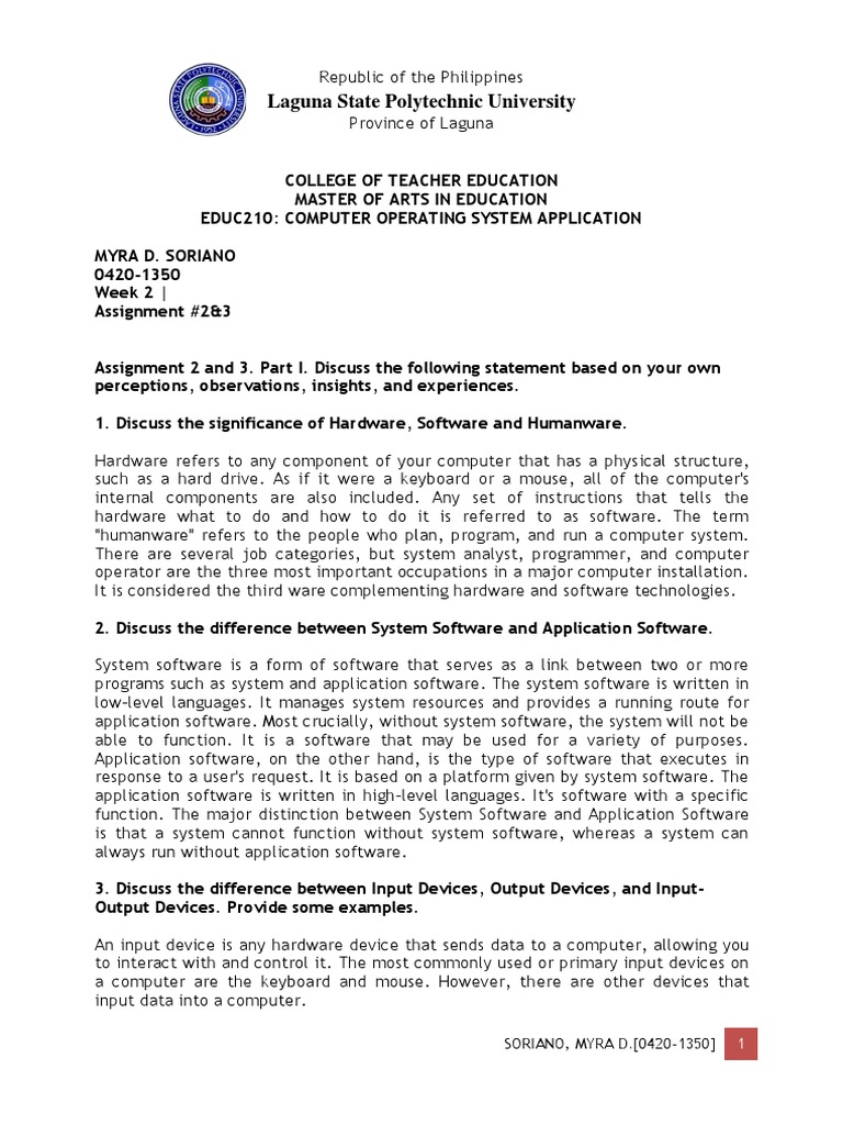 SORIANO Assignment#2&3 | PDF