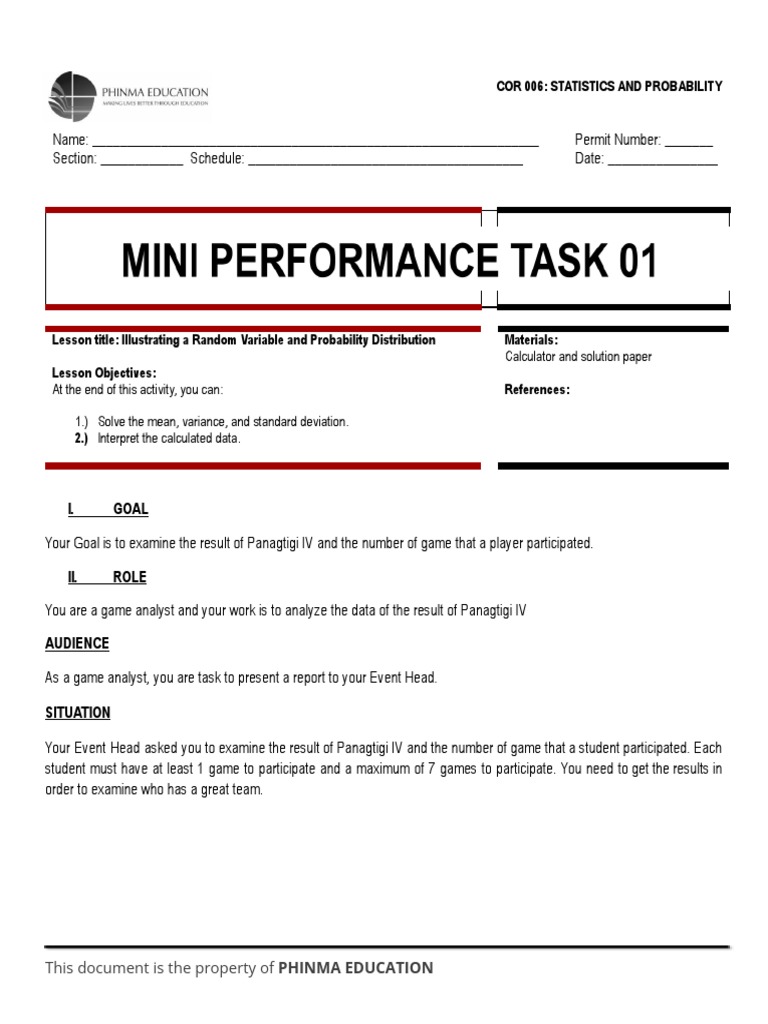 COR 006 STAT PERFORMANCE TASK - Docx 1 | PDF | Standard Deviation ...