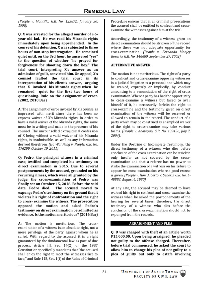 Finals Coverage - Quamto (Crim Pro-Ust) | PDF | Plea | Double Jeopardy