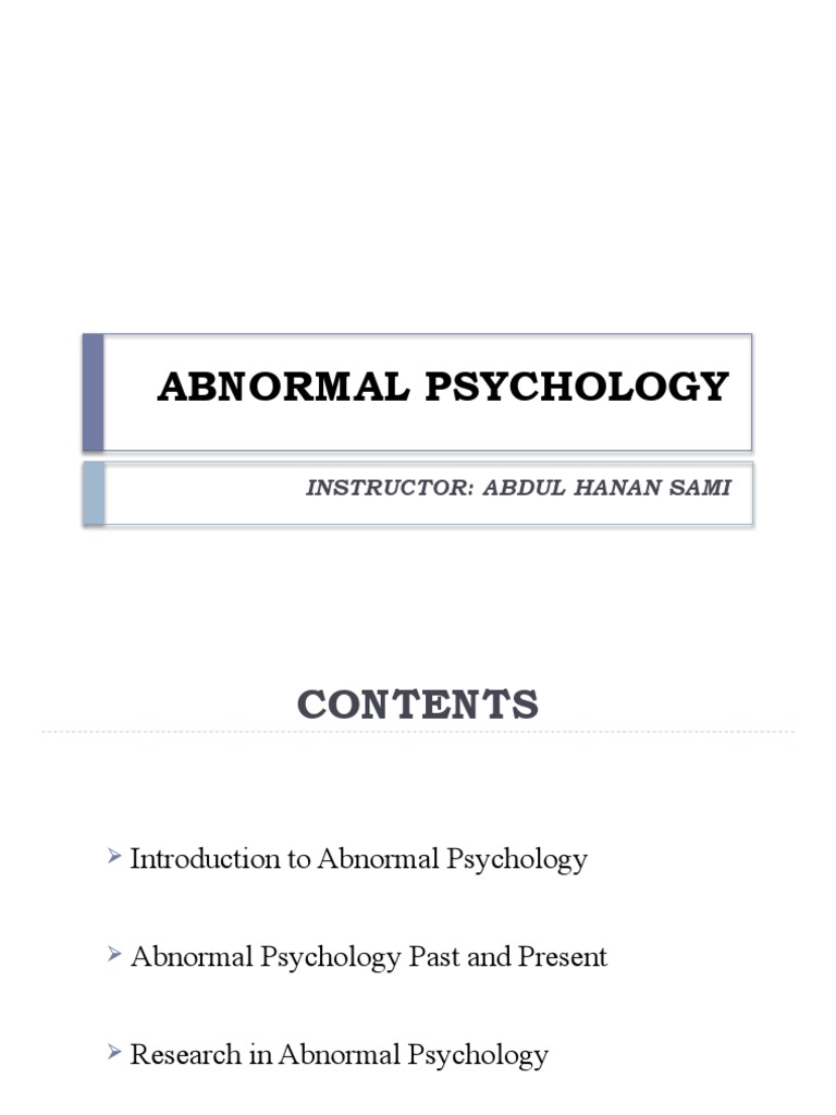 Abnormal Psychology-INTRODUCTION | PDF | Psychology | Clinical Psychology