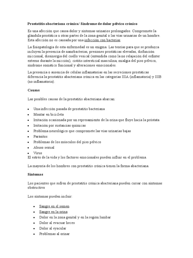 Prostatitis Crónica: Causas y Tratamientos | PDF | Medicina CLINICA ...
