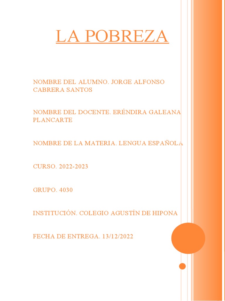 La Pobreza Pdf Pobreza Pobreza E Indigencia