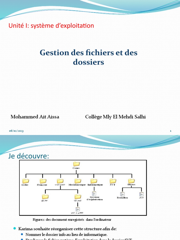 Unité I-S2-4 Système D - Exploitation - Gestion Des Fichiers Et Des Dossiers | PDF | Fichier ...